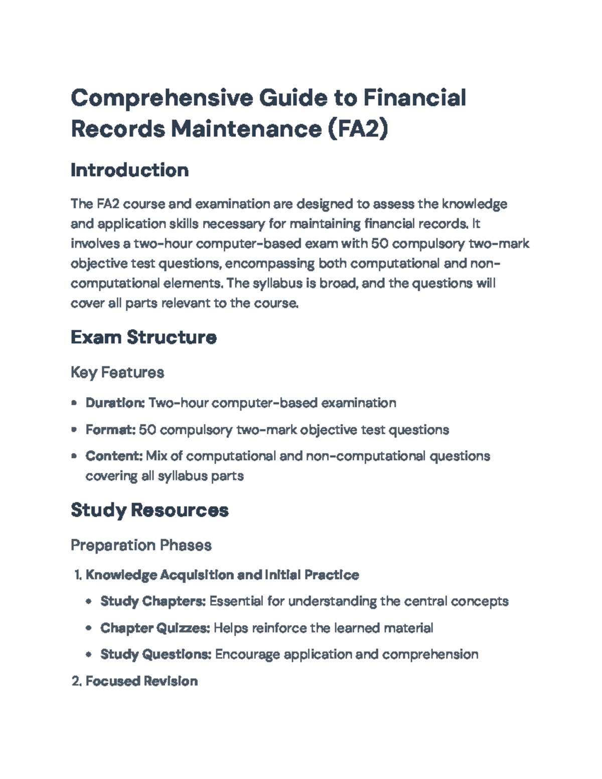 Comprehensive Study Guide for FA2 Financial Records Maintenance Exam ...