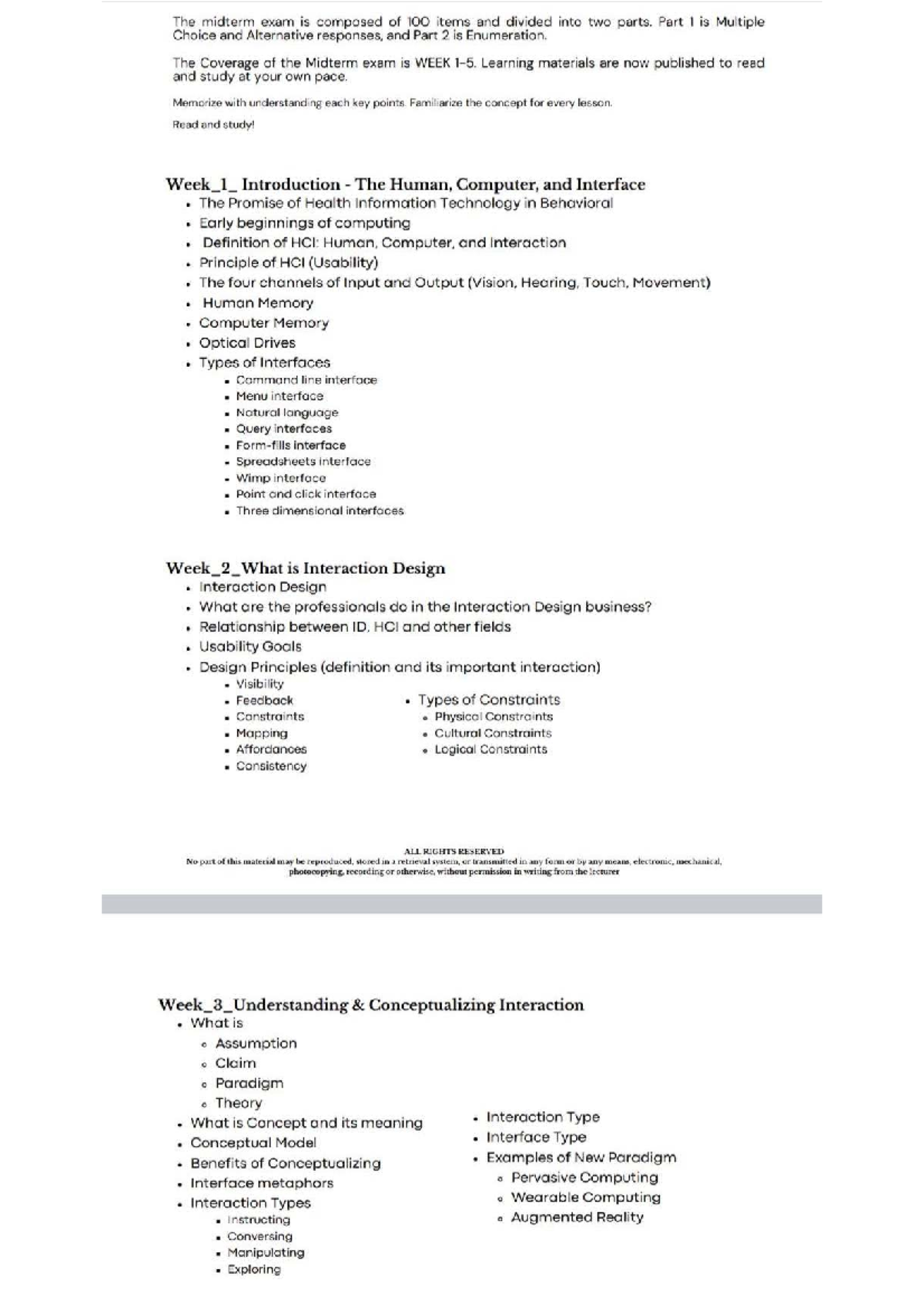 3 - Lecture: Midterm Exam Coverage and Key Concepts in HCI - Studocu
