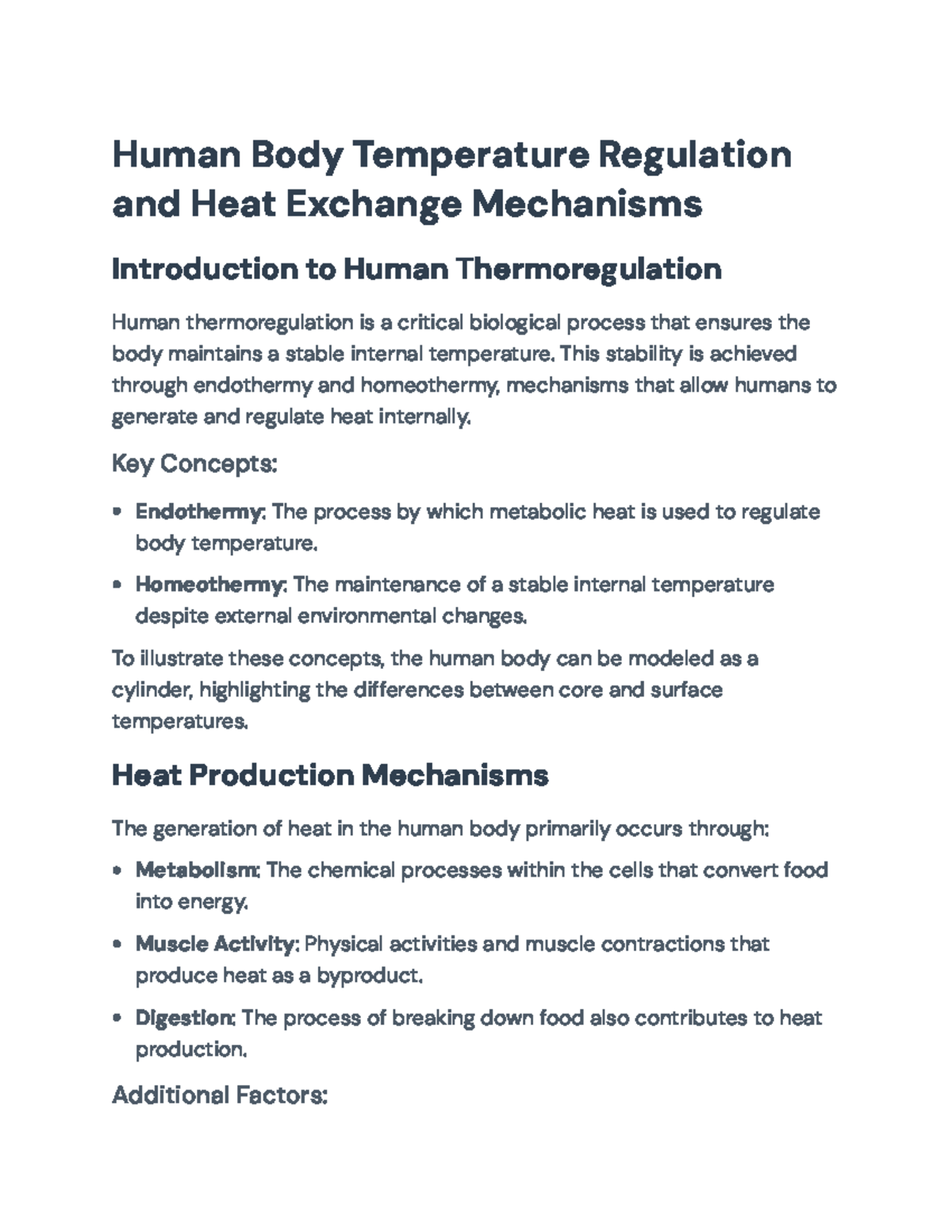Human Thermoregulation: Mechanisms of Heat Production and Loss - Human ...