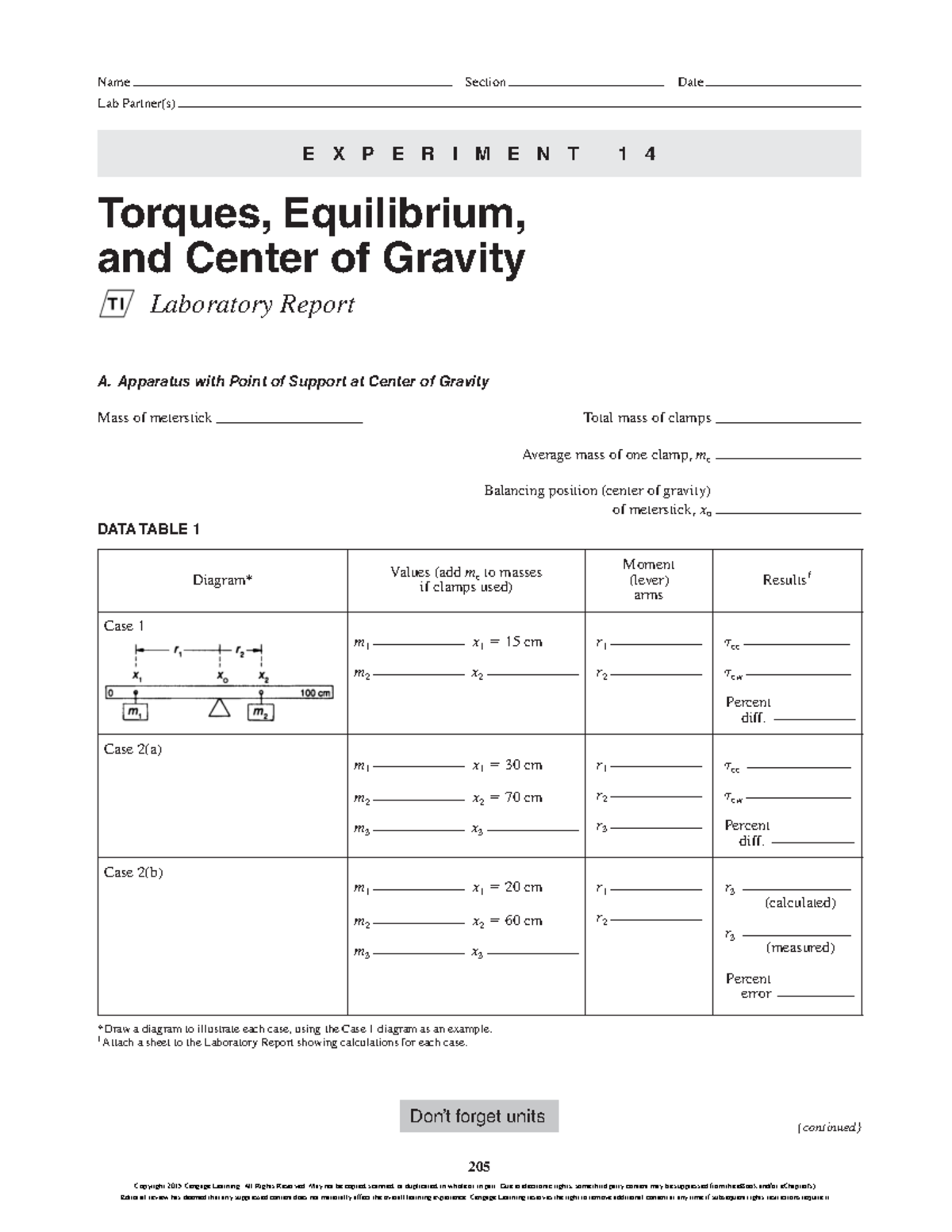 Experiment 14 - Torques, Equilibrium, and Center of Gravity Lab Report ...