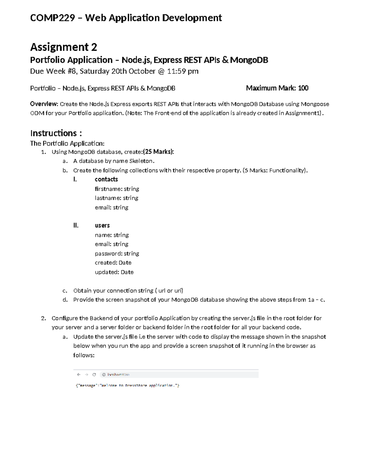 Assignment 2- Backend N-F2024 - COMP229 – Web Application Development Assignment 2 Portfolio ...
