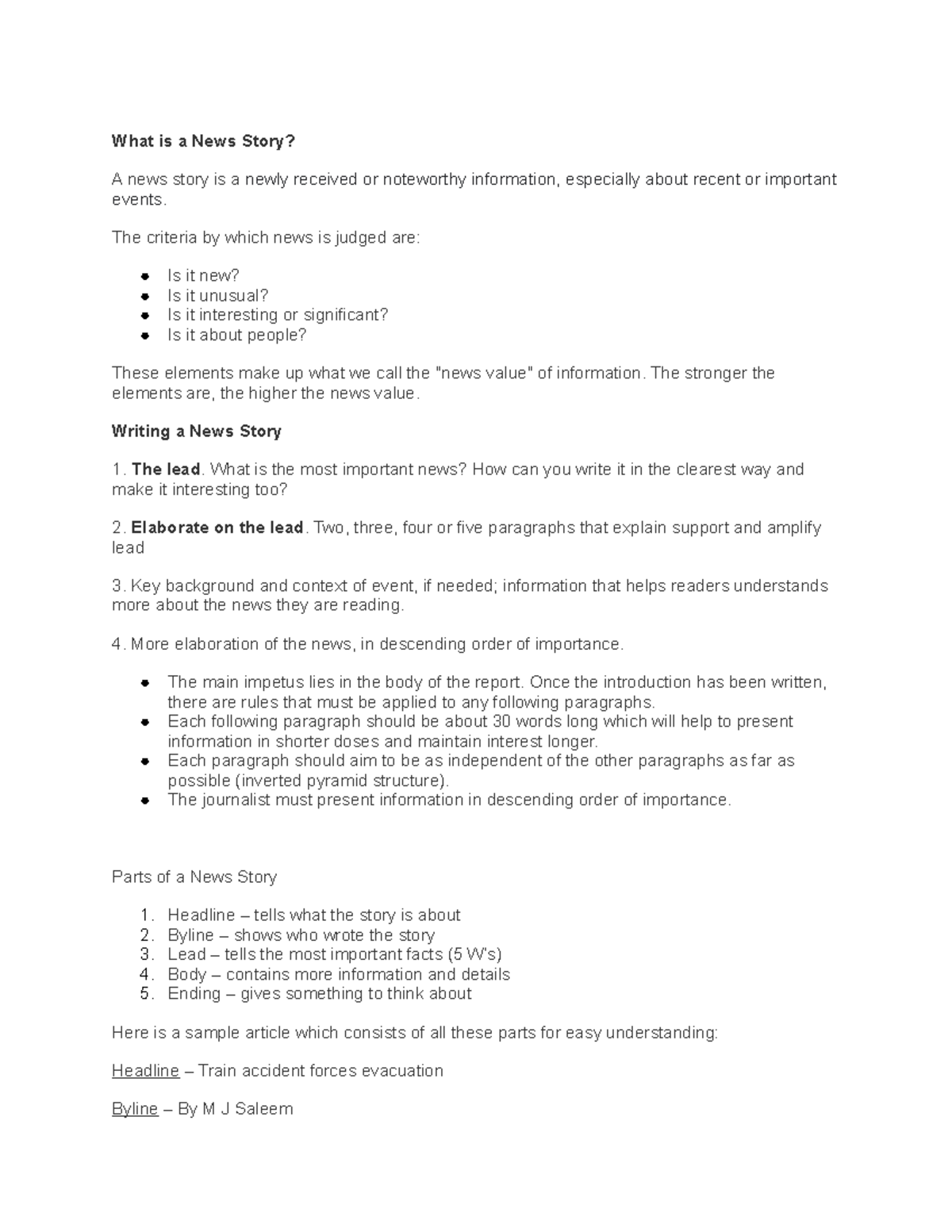 Writing a News Story: Essential Tips for Campus Journalists - Studocu
