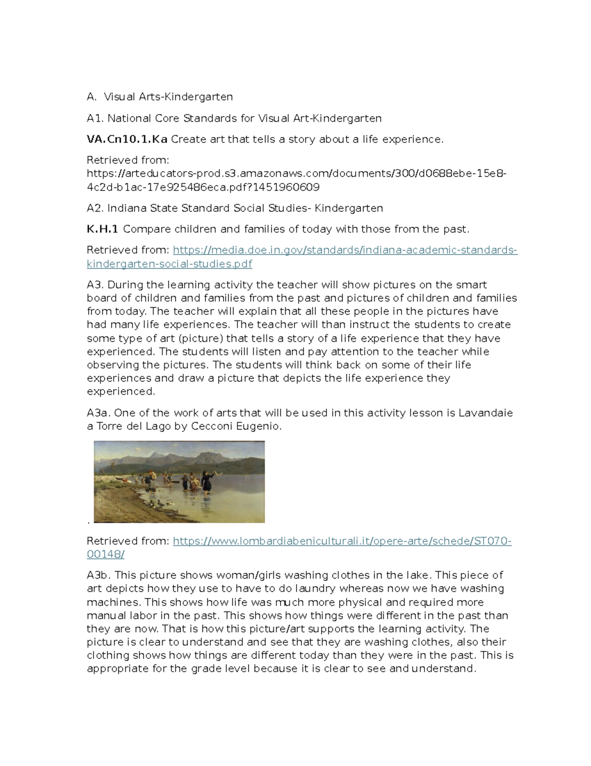 Visual Arts Task One Passed First Try - A. Visual Arts-Kindergarten A1 ...