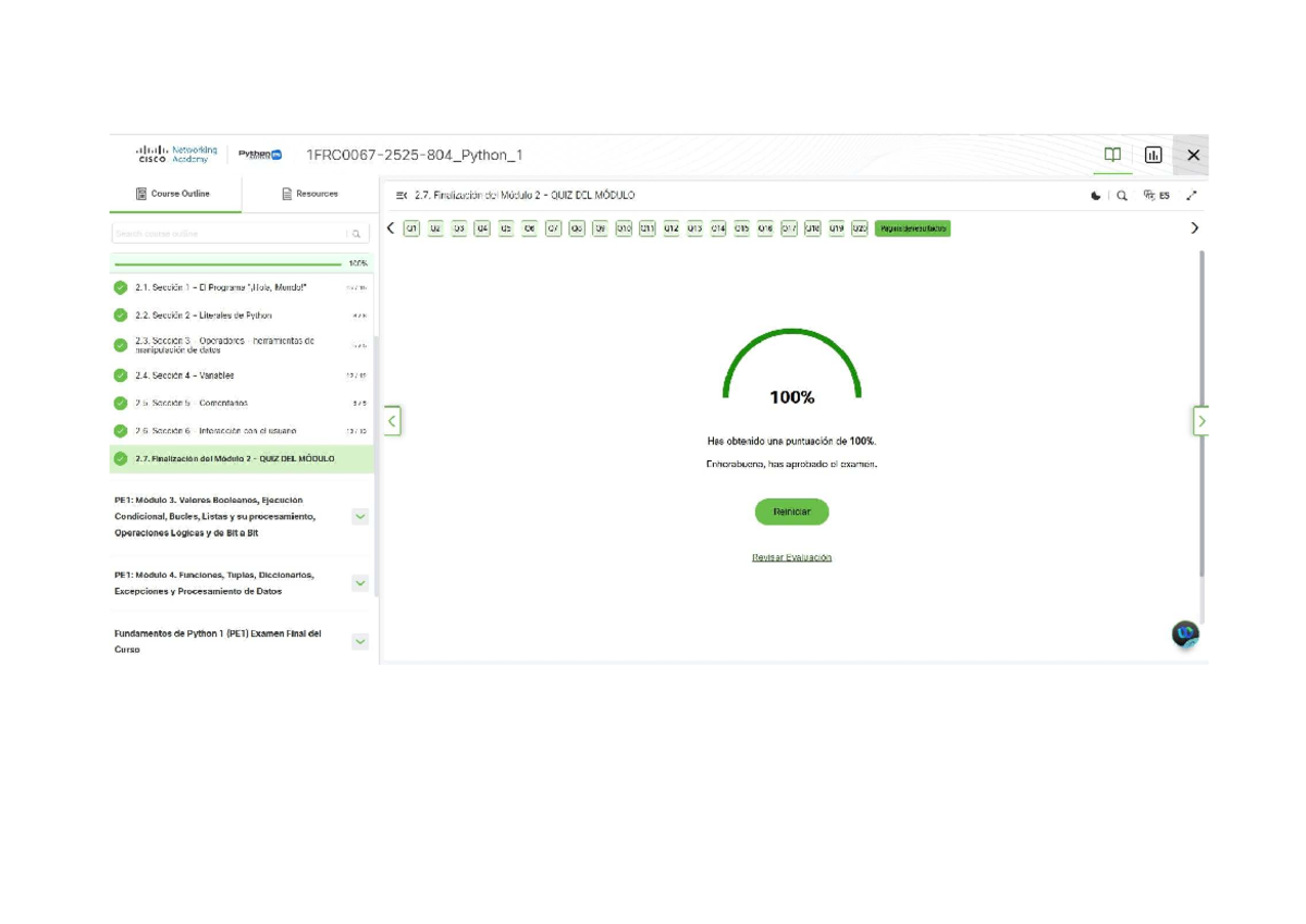 Módulo 2 Repaso y Resultados del Quiz - Python CISCO Academy - Studocu