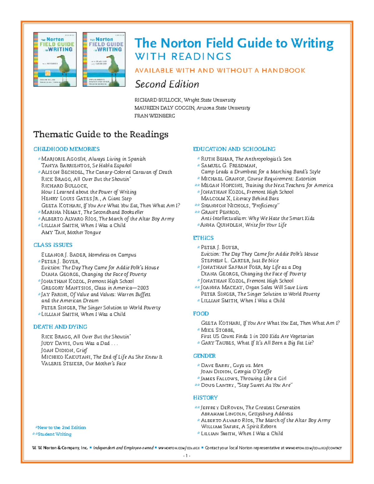 The Norton Field Guide to Writing: Thematic Readings and Insights - Studocu