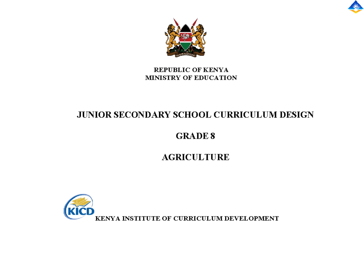 Grade 8 Agriculture Curriculum Design - Comprehensive Overview - Studocu