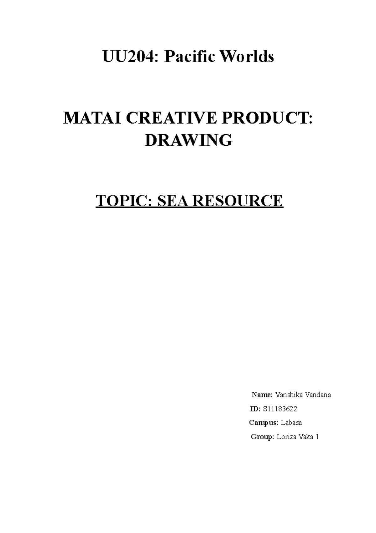 UU204: Creative Product on Sea Resources - MATAI Drawing Analysis - Studocu
