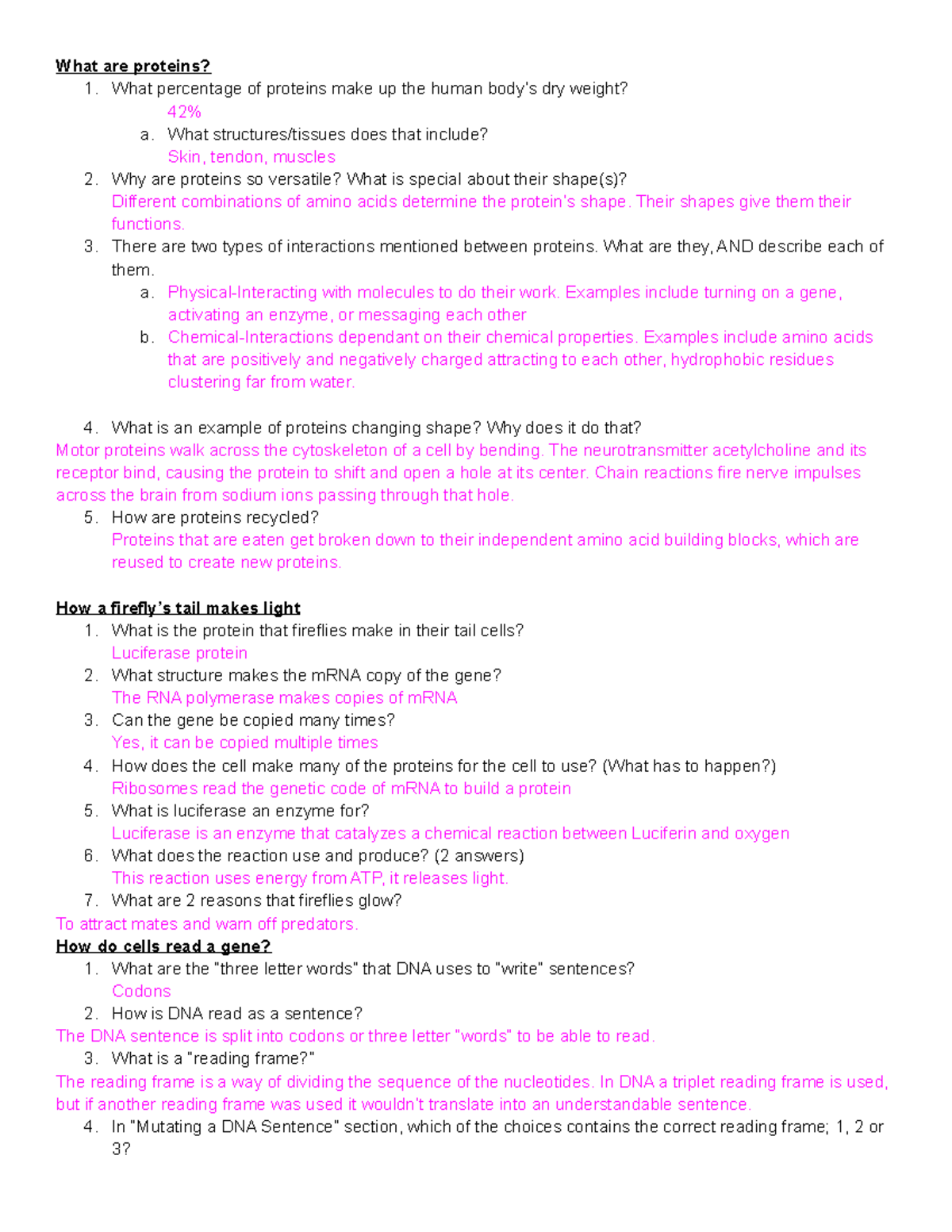 Learn.genetics Web Quest - Proteins, Genes & Mutations Overview ...