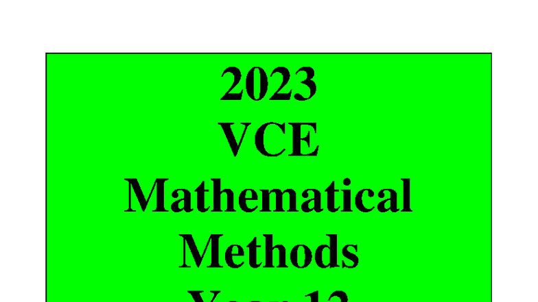 2023 VCE Mathematical Methods Trial Exam 2 Detailed Solutions - Studocu