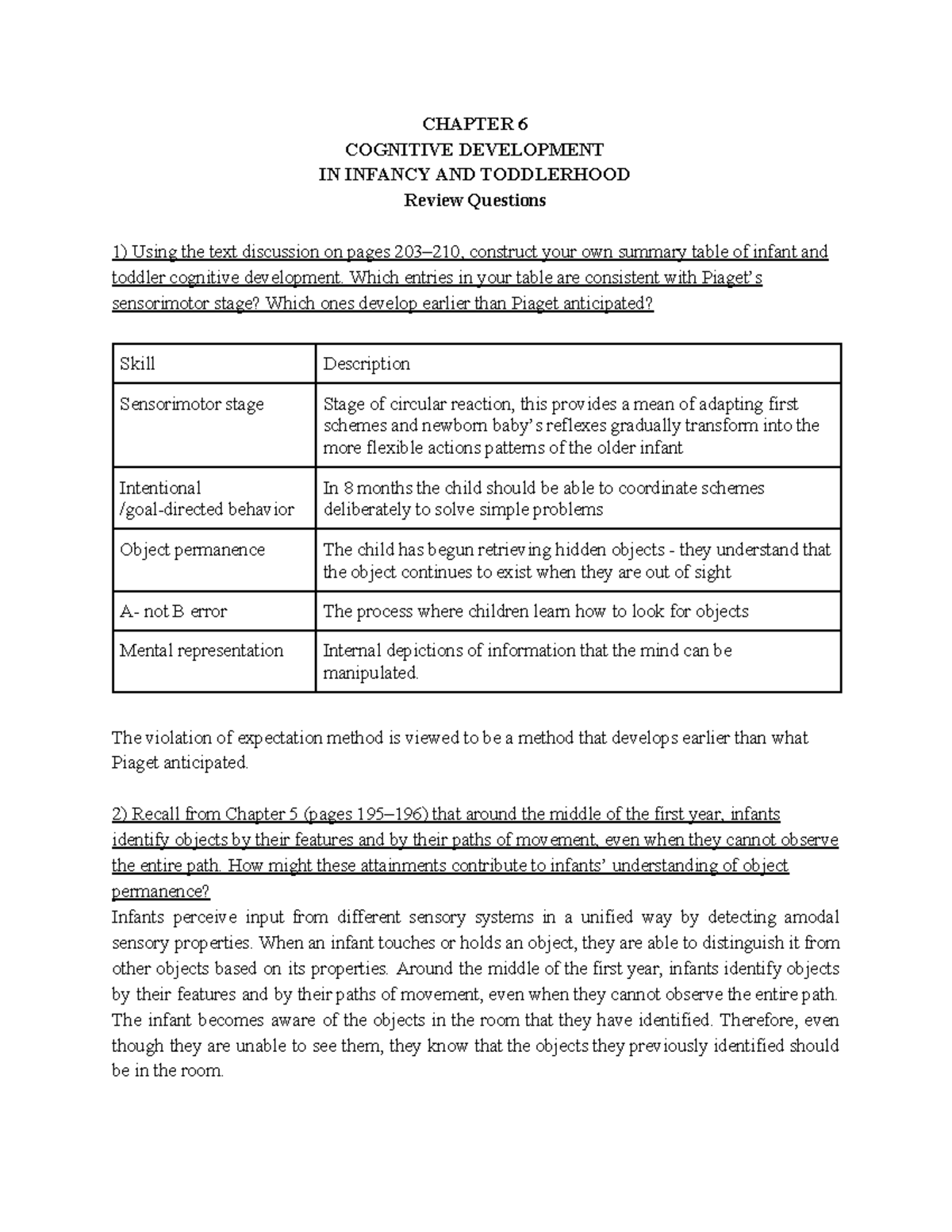EC Dev Chapter 6 Review Questions-2 - CHAPTER 6 COGNITIVE DEVELOPMENT ...