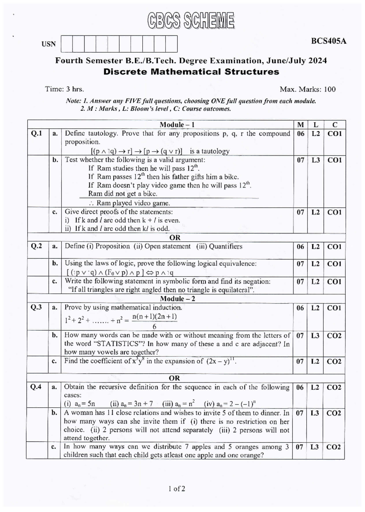 DMS PYQs - Model Question Paper Set 2 (BCS405A) for 4th Sem B.E. - Studocu