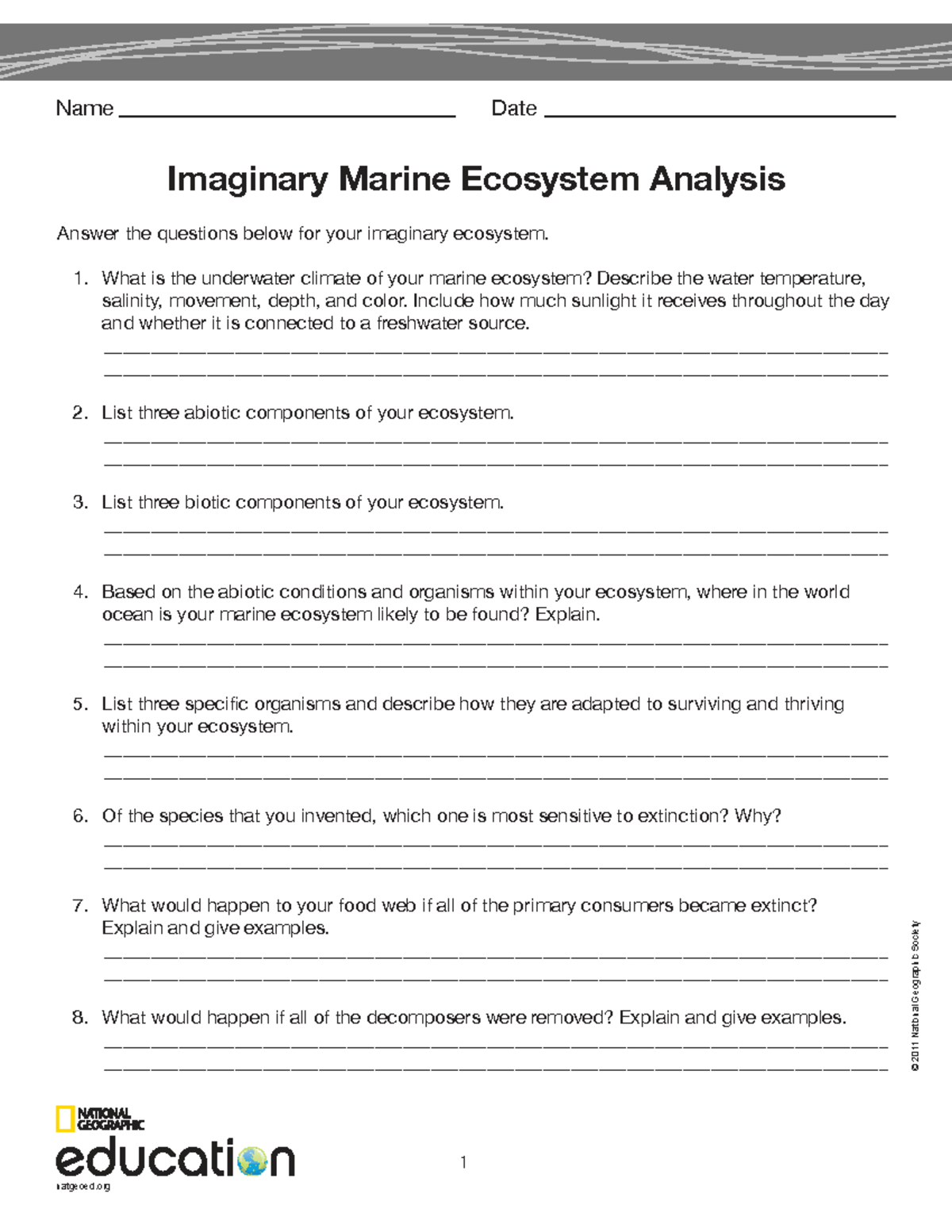 Imaginary Marine Ecosystem Analysis - Course Code: IME 101 - Studocu