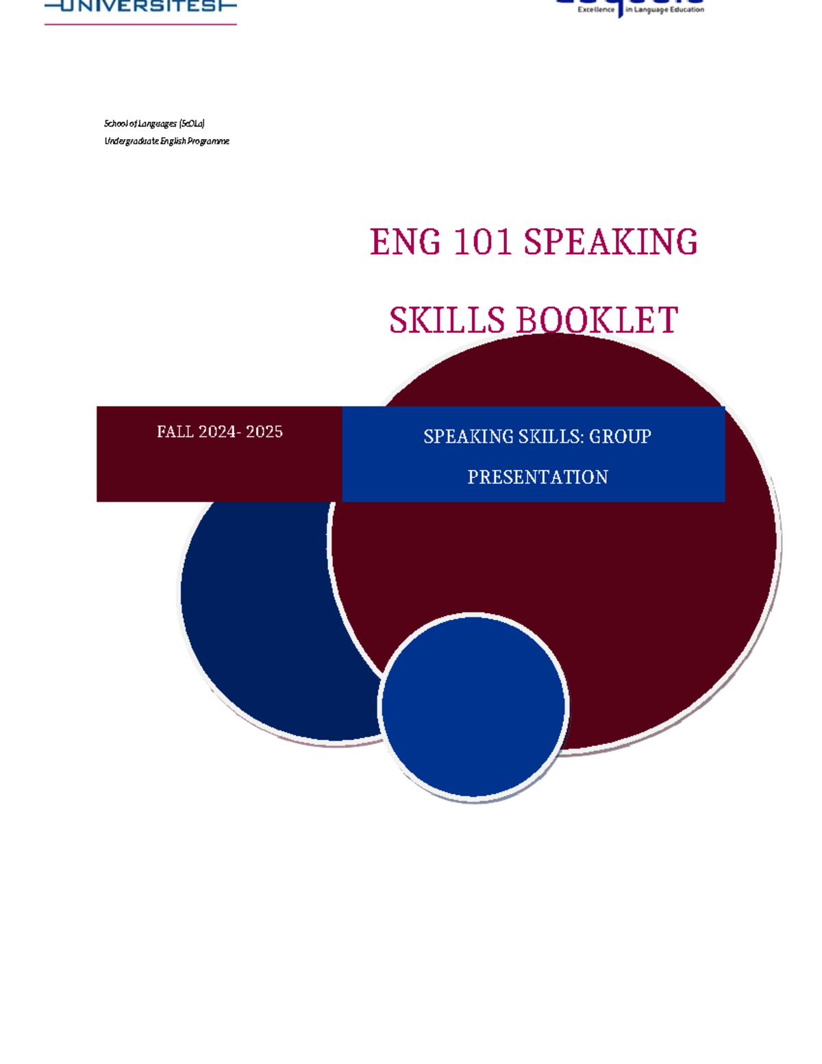 ENG 101 Speaking Skills Booklet: Group Presentation Mastery - Studocu