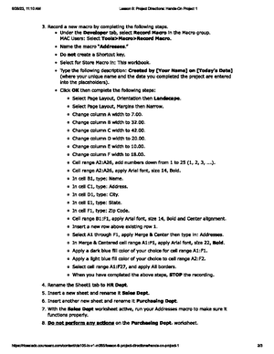 CIS 105 project 2 - In this hands-on project, you will be creating a ...