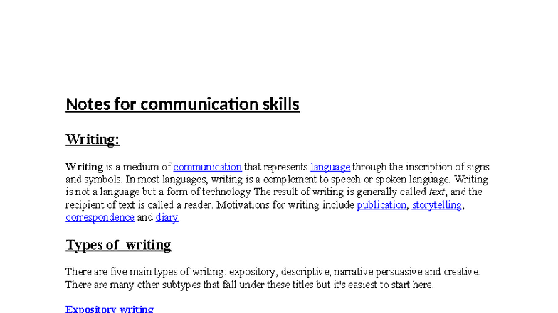 Communication Skills Writing Notes: Types, Techniques & Tips - Studocu