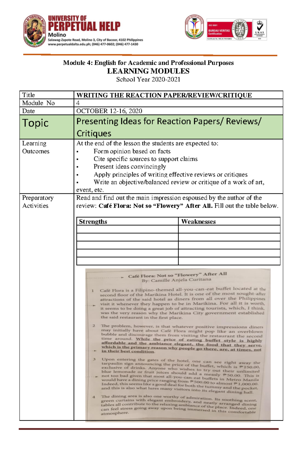 Module 4 EAPP - EAPP - Module 4 : English for Academic and Professional ...