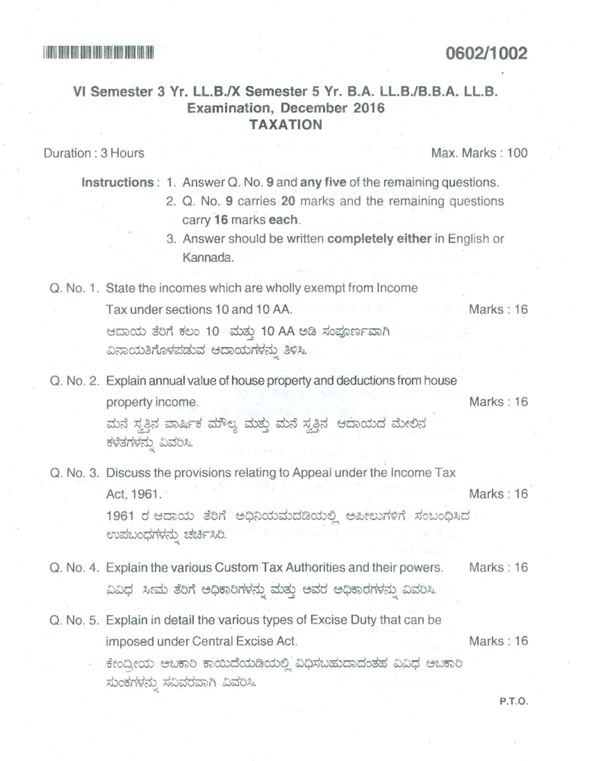 Taxation Exam Notes - VI Sem B.A. LL.B. Dec 2016 - Studocu
