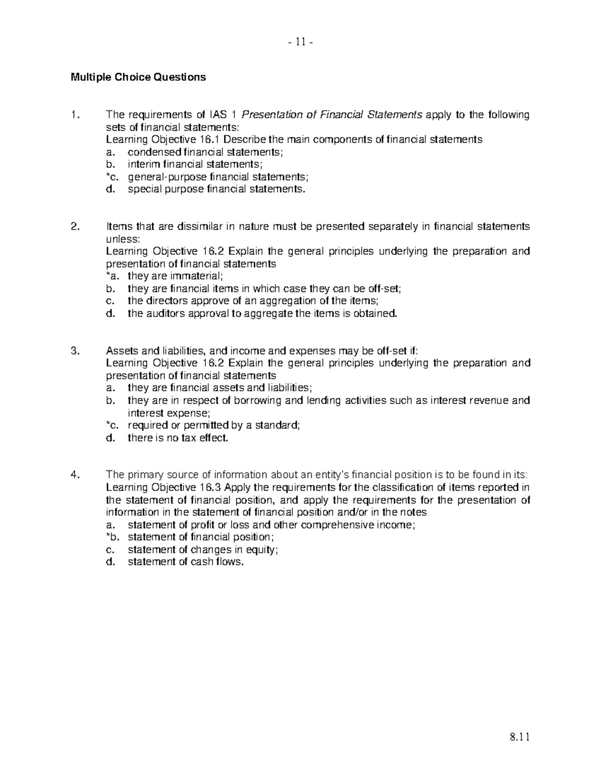 2025082004 - IAS 1 Financial Statements MCQs for 1st Grade Unit 3 - Studocu