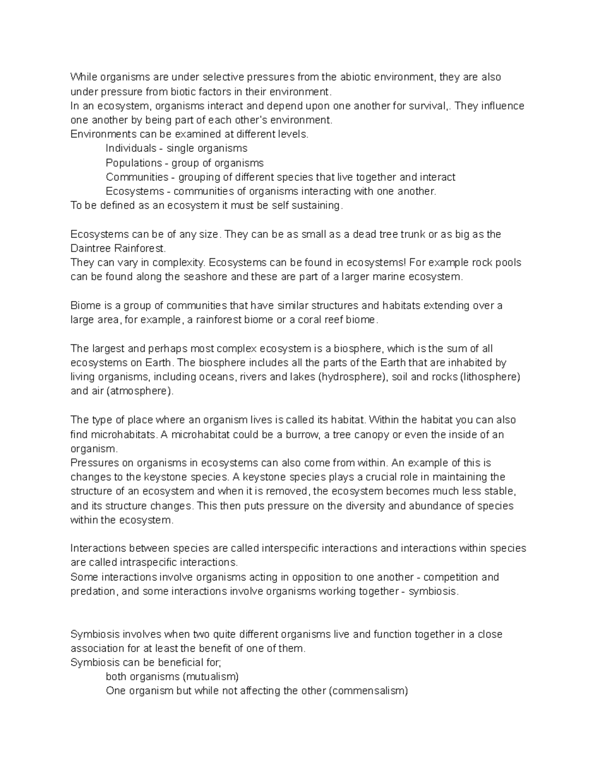 ECO 101: Ecosystem Interactions and Biotic Factors - Study Notes Part 2 ...