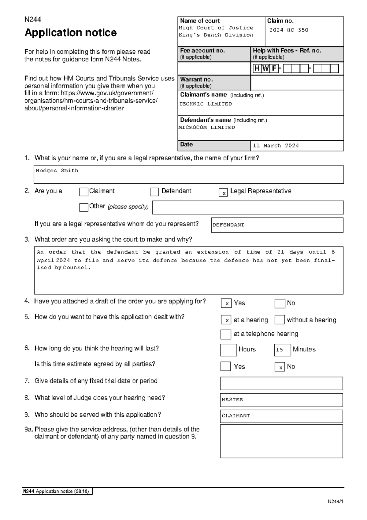Advocacy SGS 1 N244 Application Notice for Extension Request 23-24 - Studocu