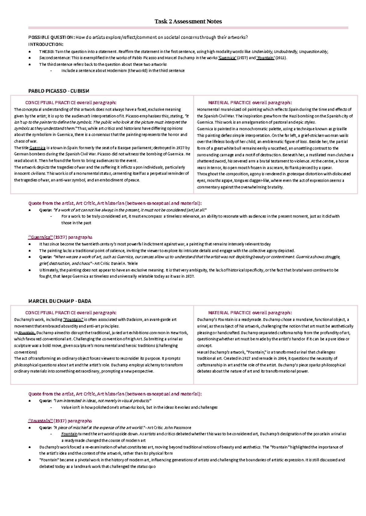 Visual Art Notes - Term 2 Assessment on Societal Concerns in Art - Studocu