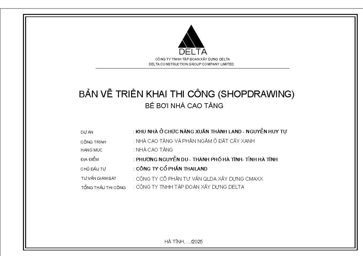 BẢN VẼ THI CÔNG BỂ BƠI 28 03 25 - DELTA C¤NG TY tnhh tËp ®oμn X¢Y DùNG delta delta CONSTRUCTION ...