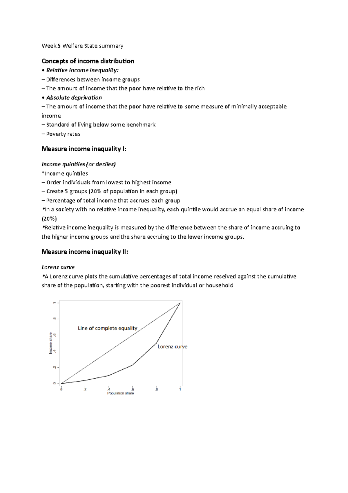 Week 5 Welfare State summary - Week 5 Welfare State summary Concepts of ...
