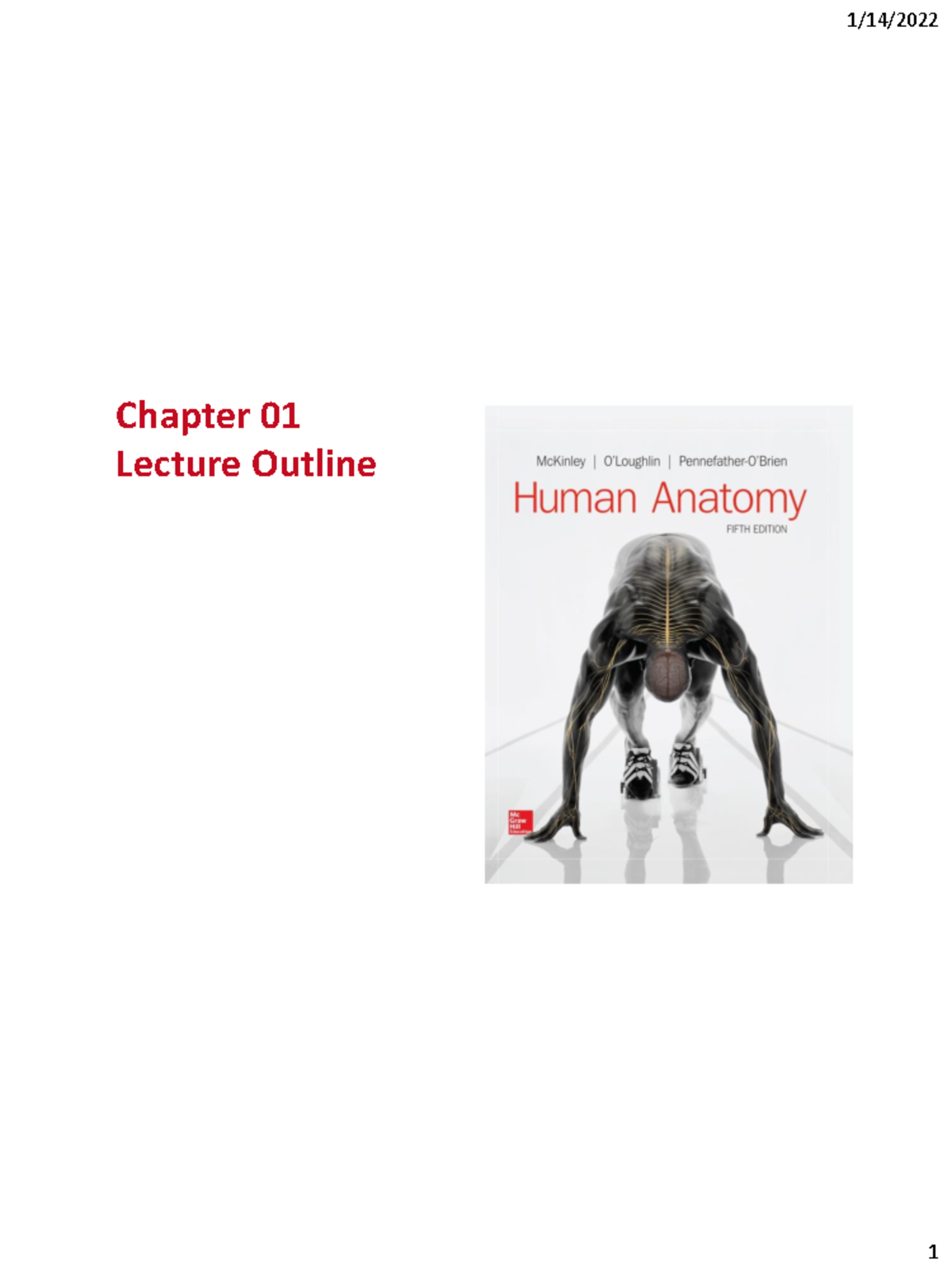 CH01 Human Anatomy Lecture Notes: An Overview of Anatomy Concepts - Studocu