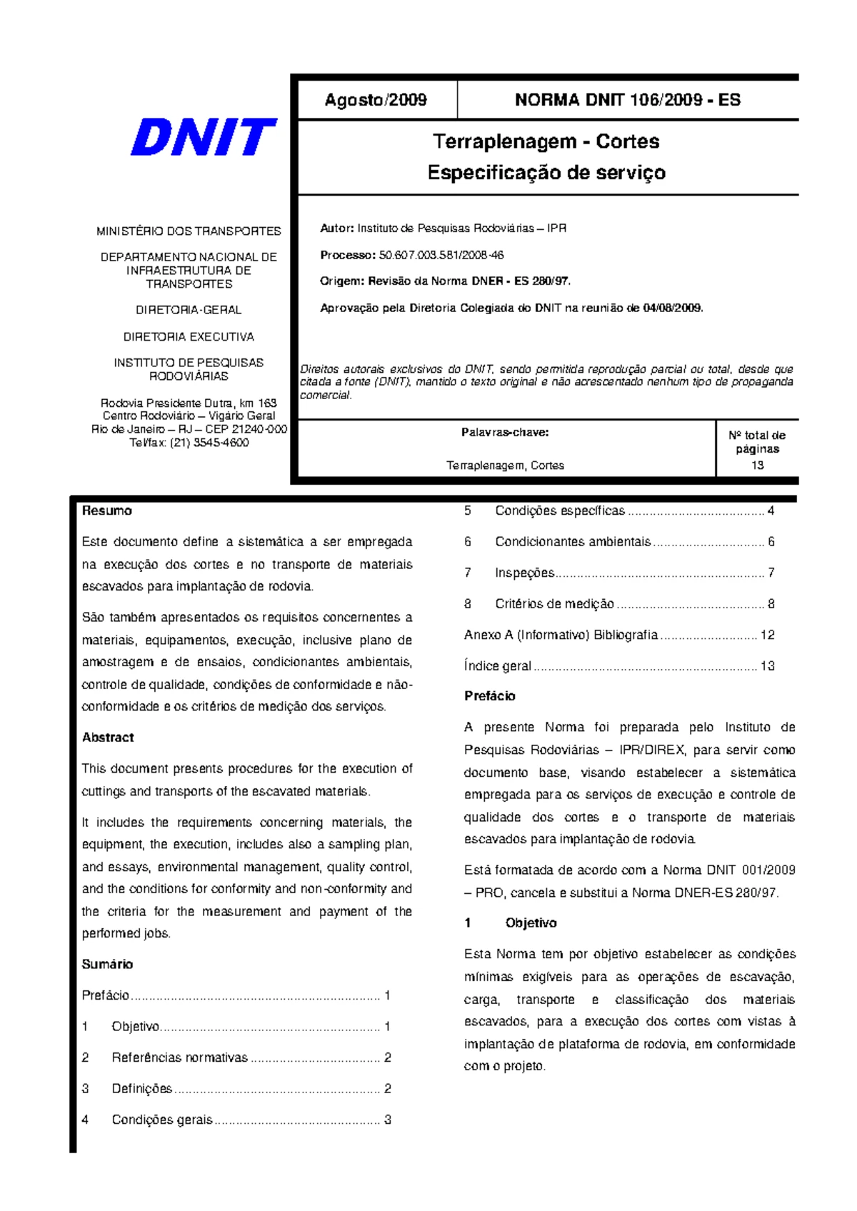 DNIT 108/2009 - Especificações Técnicas para Terraplenagem e Aterros ...