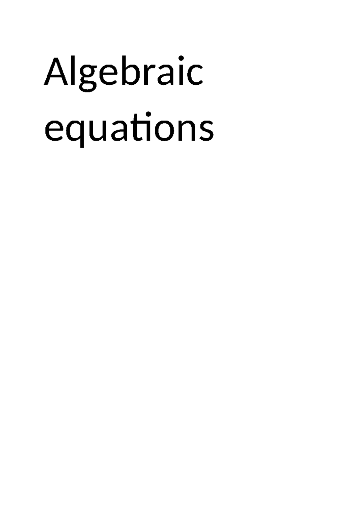 Algebraic equations - practice questions - MTH11ES - Algebraic ...