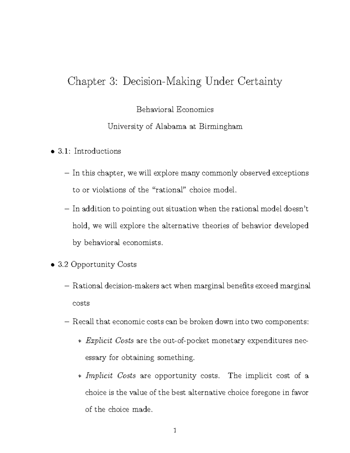 Behavioral Economics: Decision-Making Under Certainty - Chapter 3 - Studocu