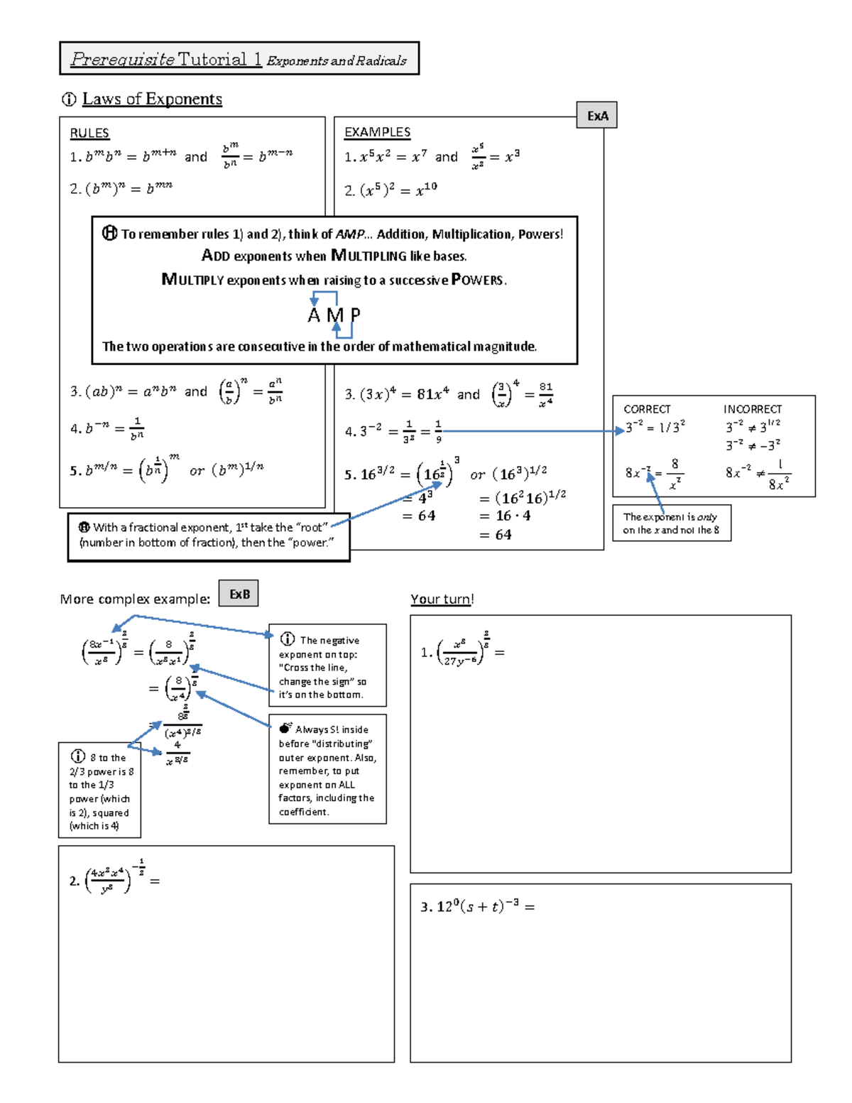 Prerequisite Tutorial on Exponents & Radicals - Math 108 - Studocu