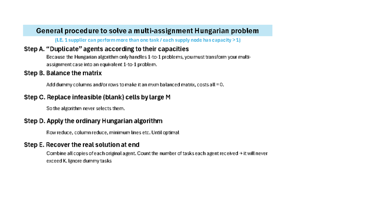 Hungarian Multiple Assignment Problem Summary (TUT 10 7,2 R1 01A 01B ...