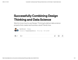 Data Science and Design Thinking Belong Together - However, in order to ...