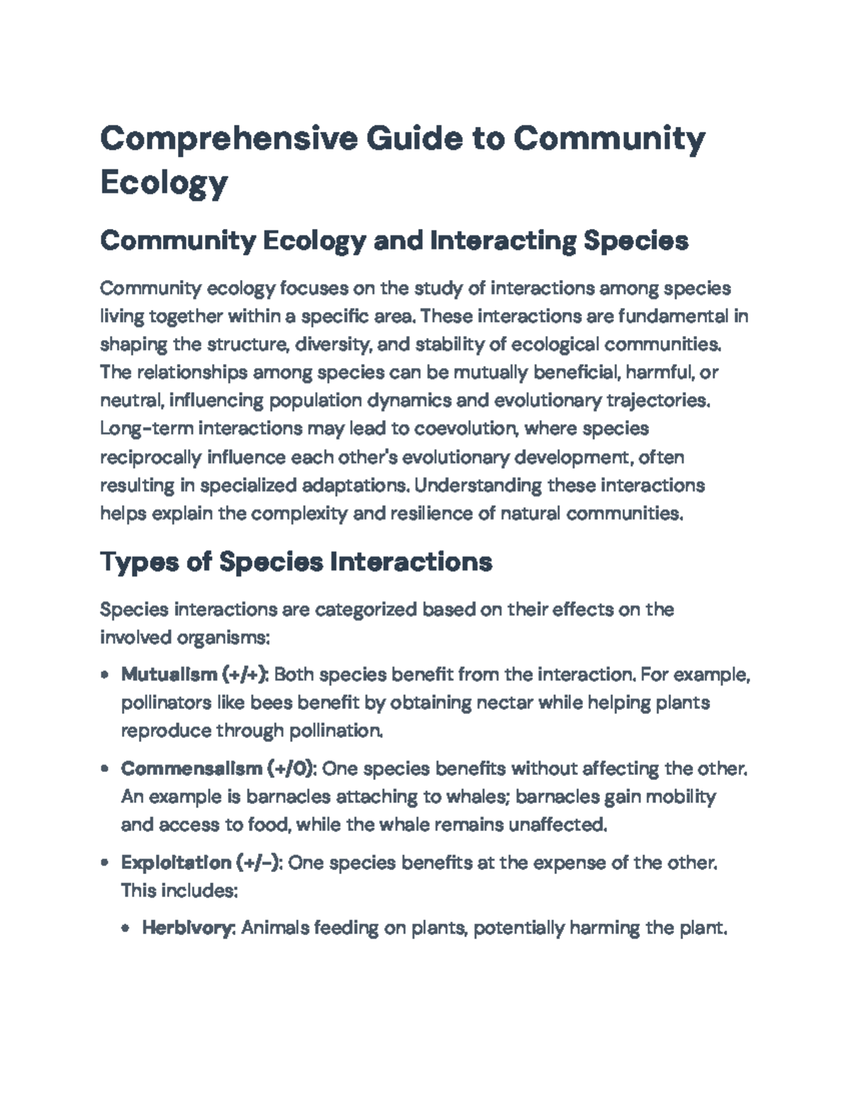 Comprehensive Guide to Community Ecology: Interactions & Dynamics - Studocu