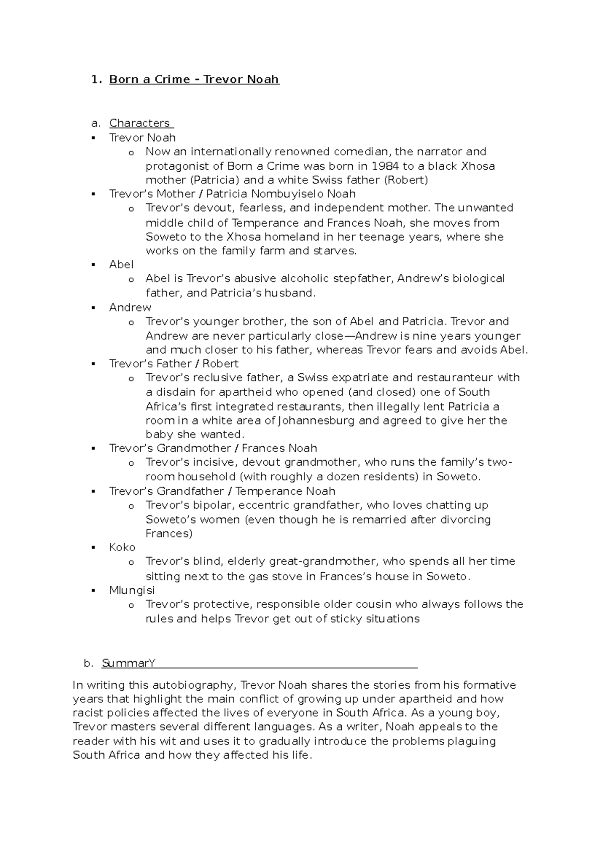 Born a Crime: Character Analysis & Summary of Trevor Noah's Memoir ...