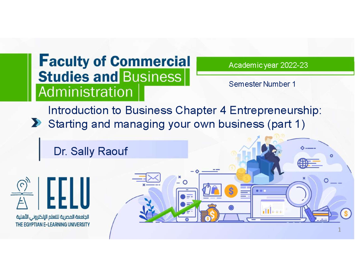 Chapter 4: Entrepreneurship - Starting & Managing Your Own Business ...