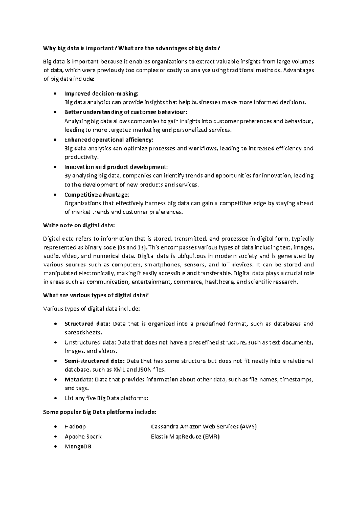 Big Data Notes unit 1-2 - it is about big data - Why big data is ...