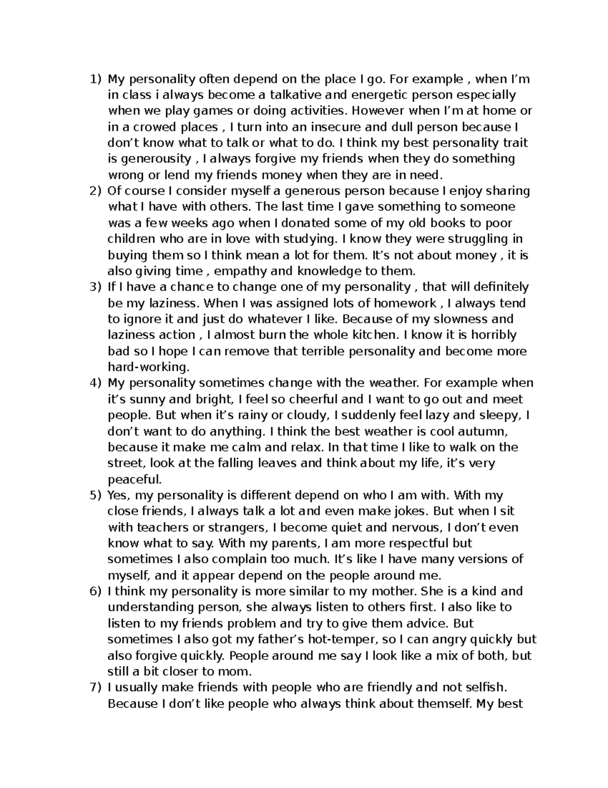 Personality Insights and Reflections - 12412cra - Studocu