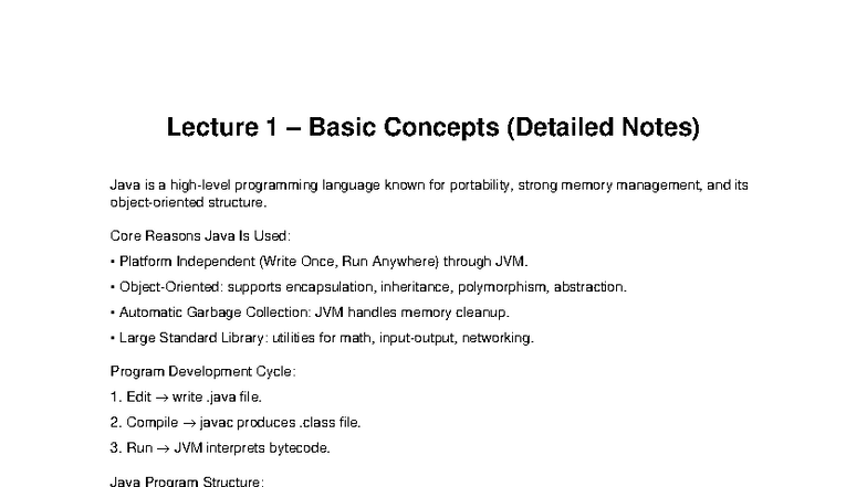 EECS1022 Lectures 1-10: Comprehensive Java Concepts Notes - Studocu