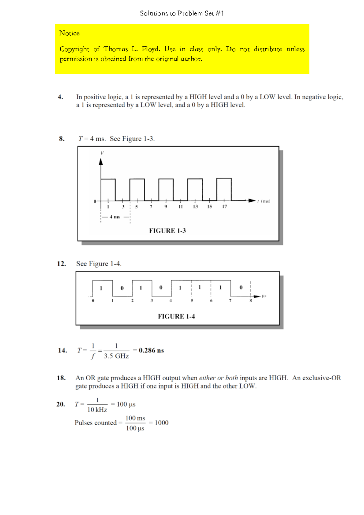 Sol-ch01 - Answer - Logic Design & Digital Computer Circuits ...