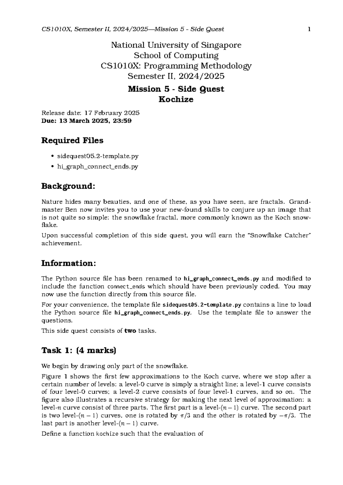 CS1010 Sidequest 05.2 - CS1010X, Semester II, 2024/2025—Mission 5 - Side Quest 1 National ...