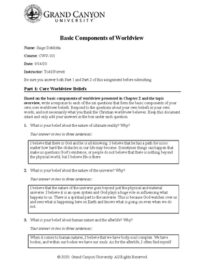 CWV 101 Basic Components Of Worldview - Basic Components of Worldview ...