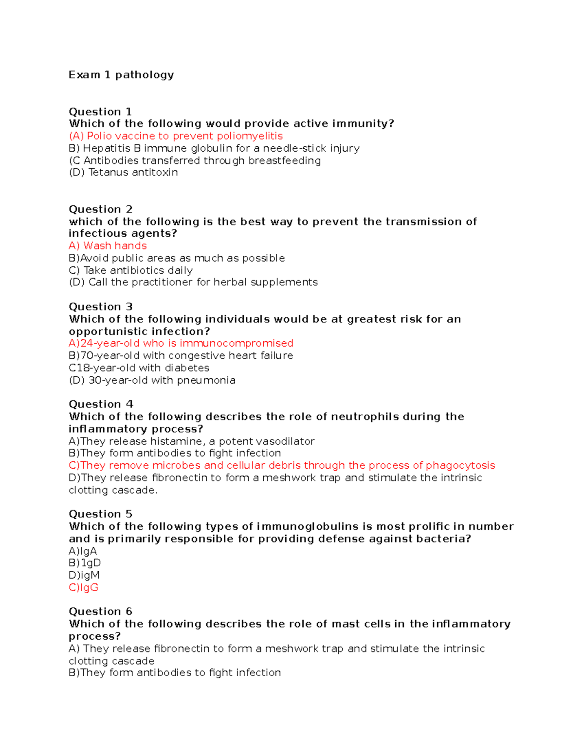 Pathology Exam 1 Review: Key Concepts and Questions - Studocu