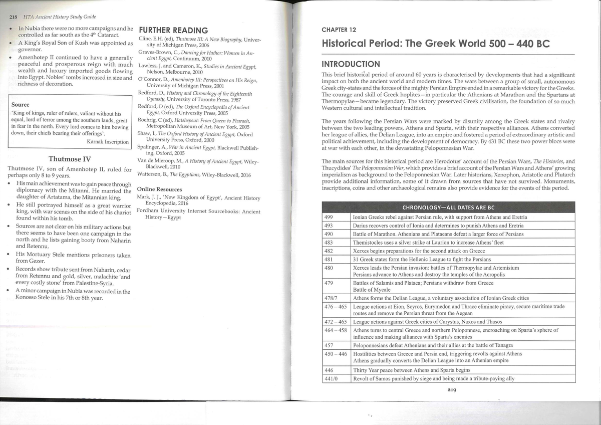 218 HTA Ancient History Study Guide: The Greek World 500-440 BC - Studocu