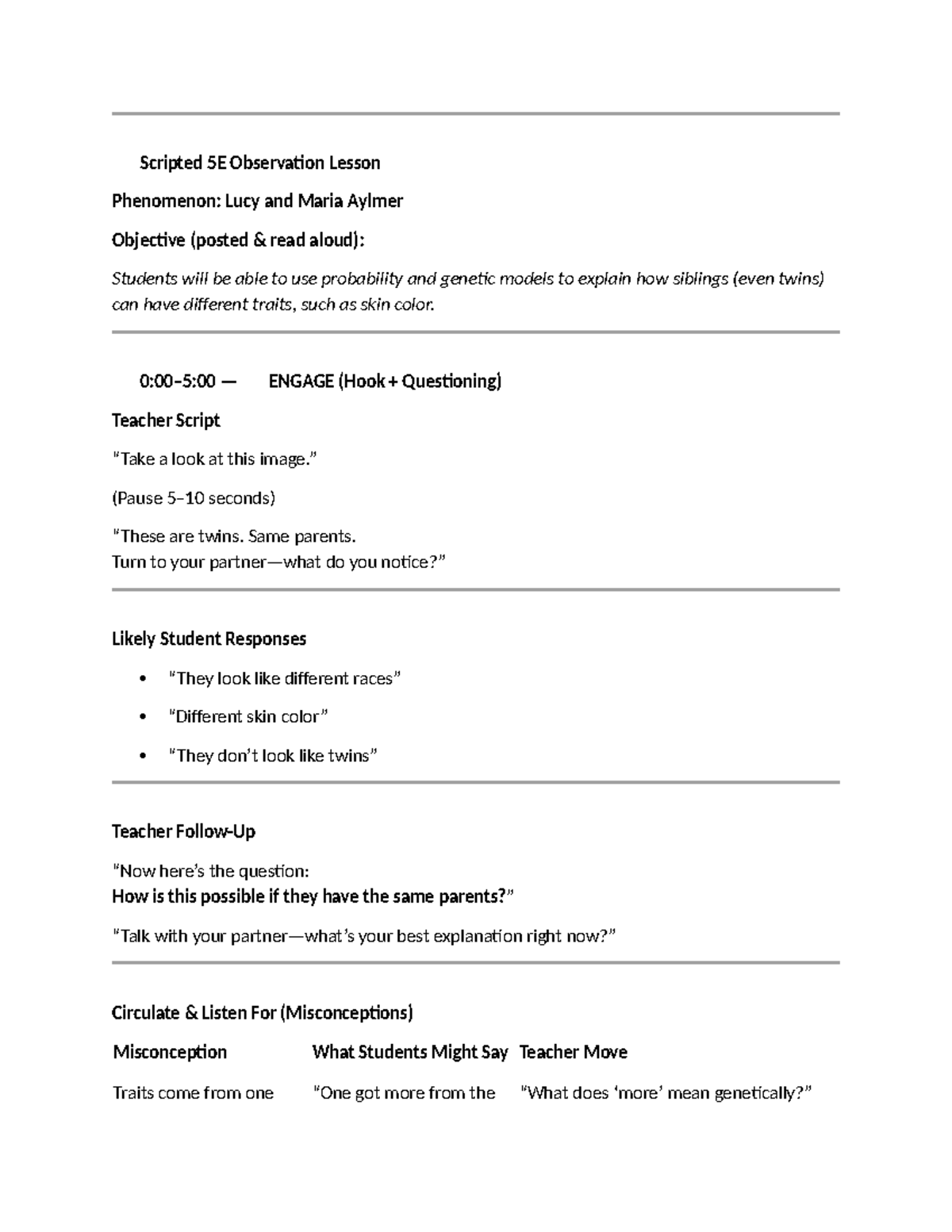🧬 Scripted 5E Observation Lesson on Genetic Variation: Lucy & Maria ...