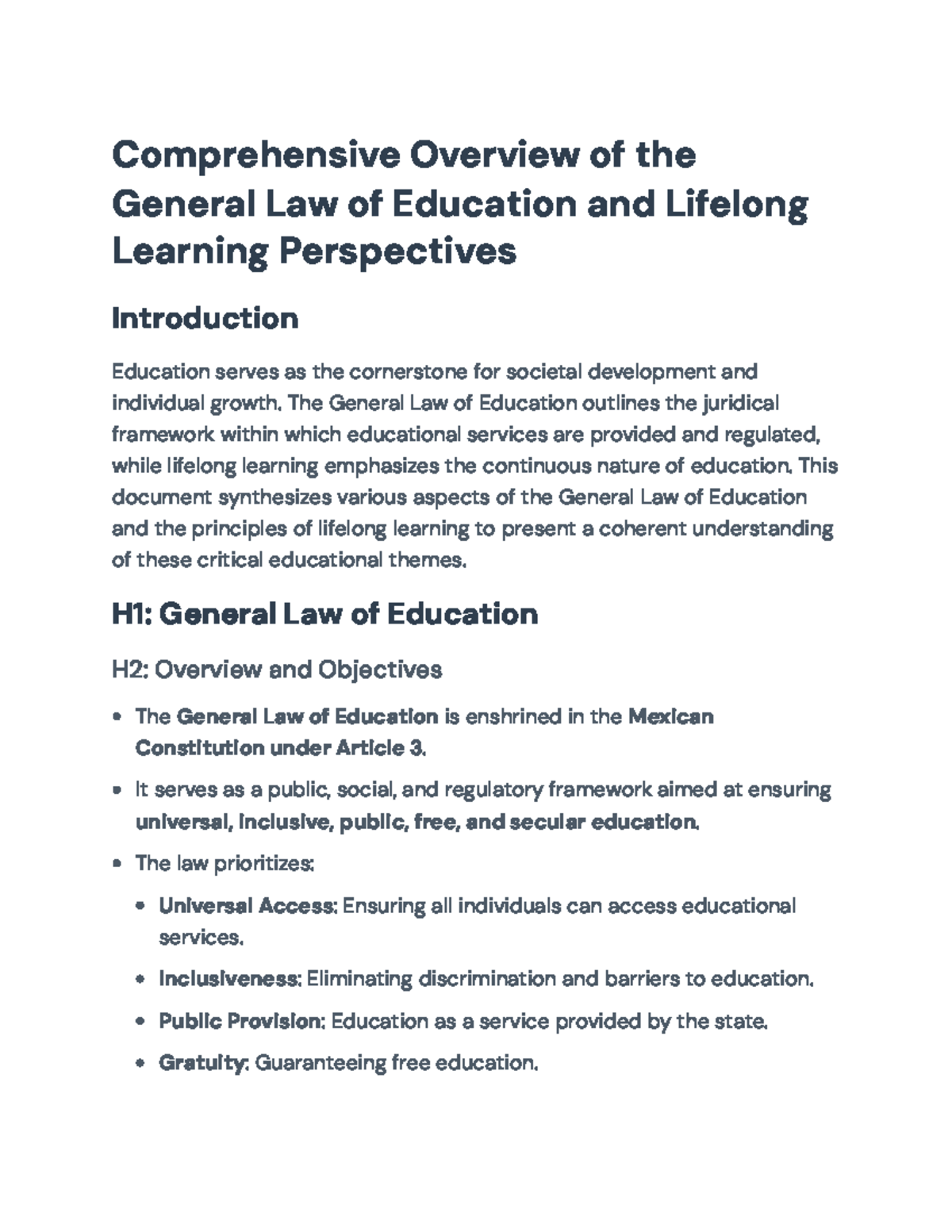 General Law of Education & Lifelong Learning Perspectives Overview ...