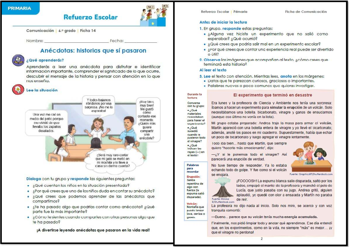 PRIMARIA INKIO META Ficha 14 Comunicación y Matemática: Experimentos y ...