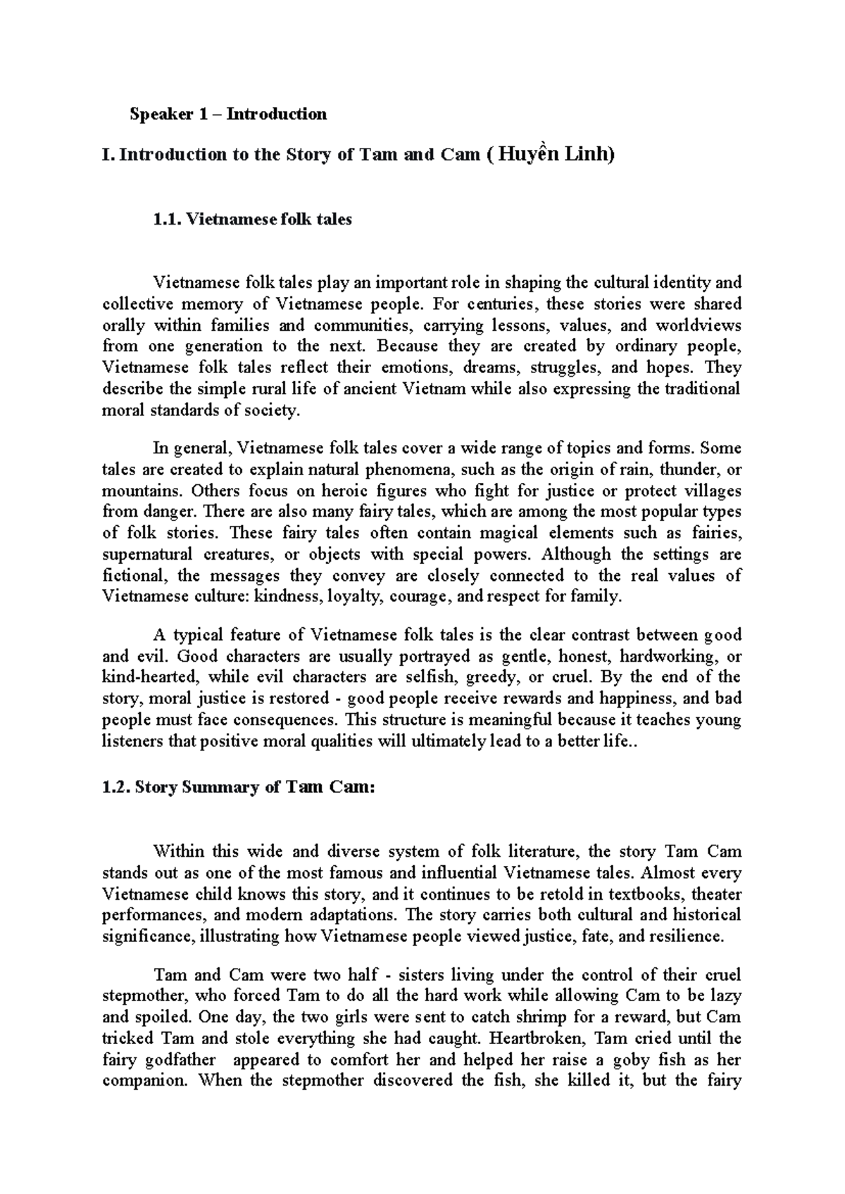 Vietnamese Folk Tales: Analyzing the Story of Tam Cam - Studocu