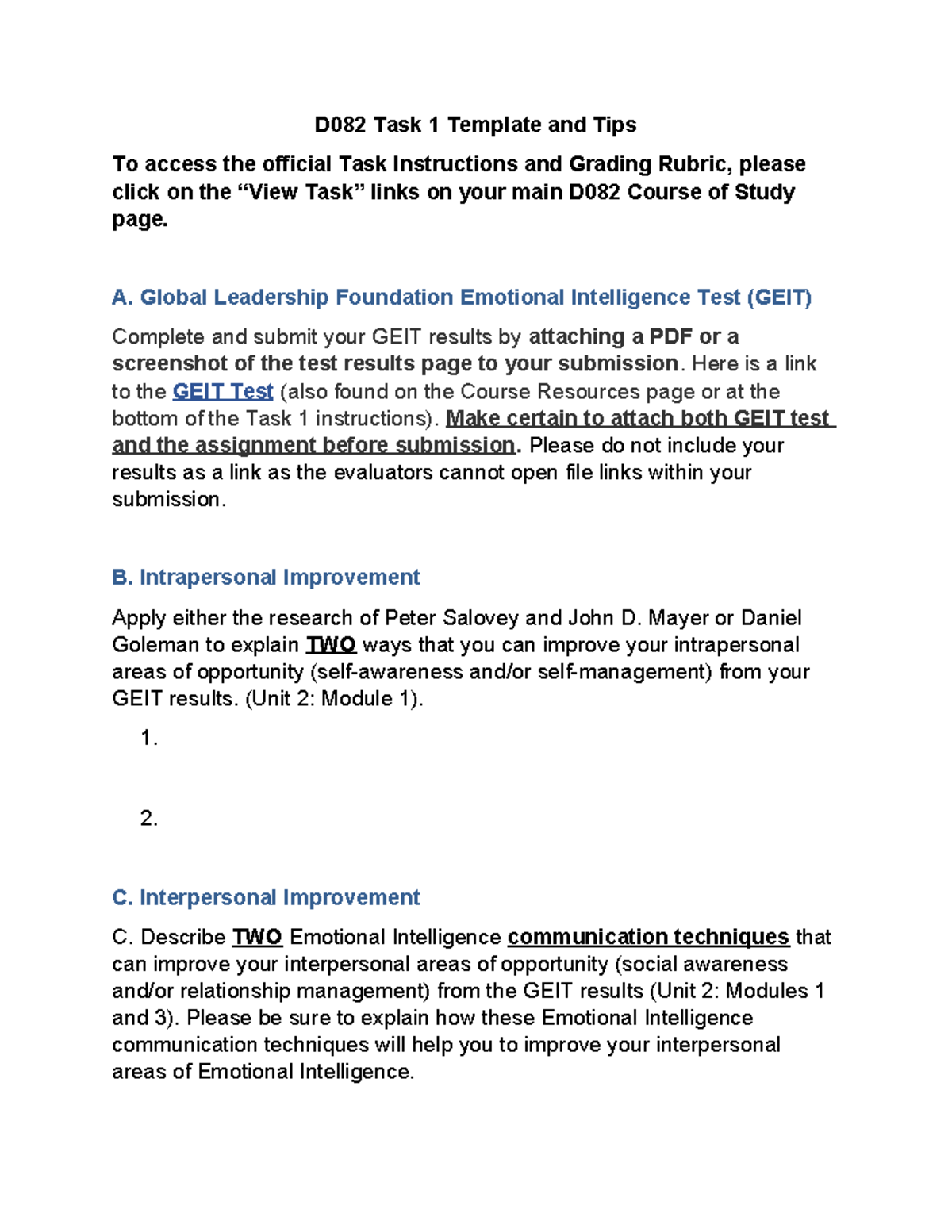 Michael Sullivan D082 Task 1 - D082 Task 1 Template and Tips To access ...